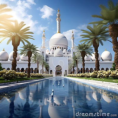 White Mosque With Reflecting Pool Royalty-Free Stock Photo ...