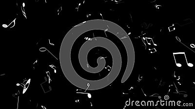 White Musical Notes Animation Floating on Black, 4k Motion Design ...