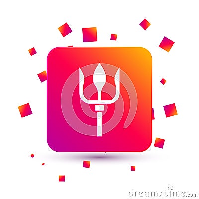 White Neptune Trident Icon Isolated On White Background. Square Color ...