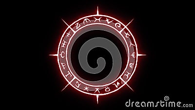 White Occult Circle with Mystical Symbols with Burning Red Glow in ...