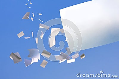 White Paper Falling From Clear Blue Sky. Royalty Free Stock Image ...