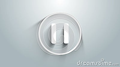 White Pause Button Icon Isolated on Grey Background. 4K Video Motion ...