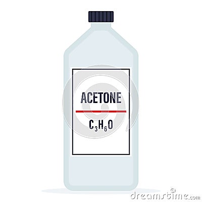White Plastic Acetone Bottle With Chemical Formula Isolated On White ...
