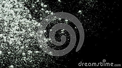 White Powder Falling Down Isolated on Black Background. Stock Footage ...