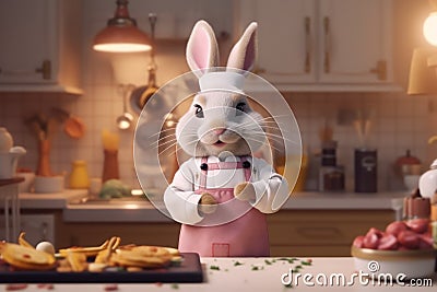 White Rabbit Chef: A Realistic Graph Of A Professional Chef Rabbit In ...