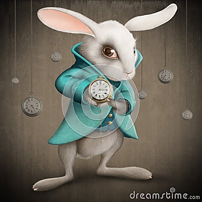 White Rabbit With Clock Royalty-Free Cartoon | CartoonDealer.com #30320954