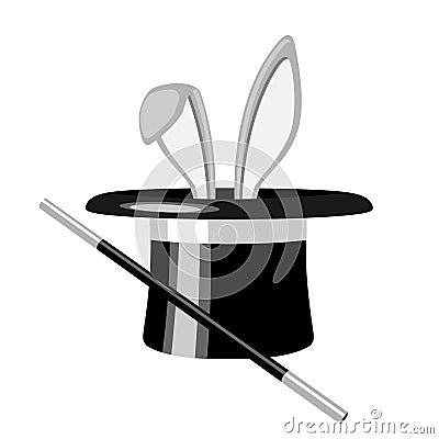 White Rabbit Ears Appear From The Magic Hat Cartoon Vector ...