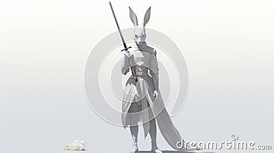 White Rabbit: A Stylish 3d Character With A Wolflike Sword Royalty-Free ...