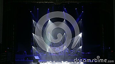 The White Rays Alternately Flash on Stage in the Dark. Empty Concert ...