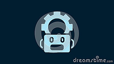 White Robot Setting Icon Isolated on Blue Background. Artificial ...
