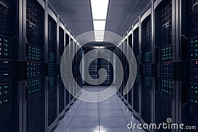 White Server Center Room 3D Rendering With Advanced Computer Systems ...