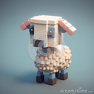 Pixel Sheep: A Cute Minecraft-inspired 3d Model Stock Photography ...