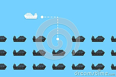 White Ship Changing Direction Like Redirection Vector Illustration ...