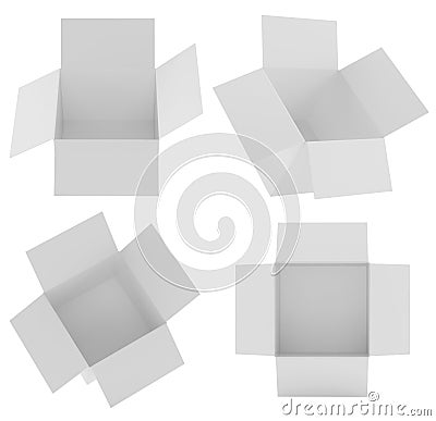 White Square Box Templates Set, Isolated On White Background. Paper ...