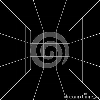 White Square Room, Hallway, Studio Or Portal Wireframe In Perspective ...