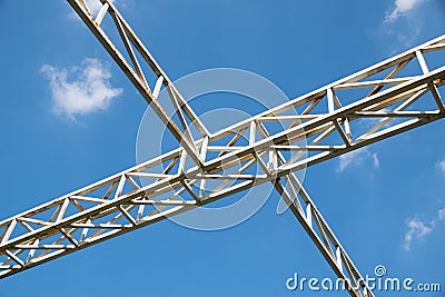 White Steel Cross Structure On Blue Sky Stock Photography ...