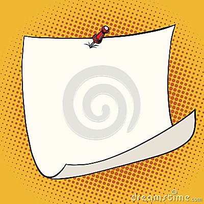 White Sticker Pinned Red Pushbutton With Curled Corner Cartoon Vector ...