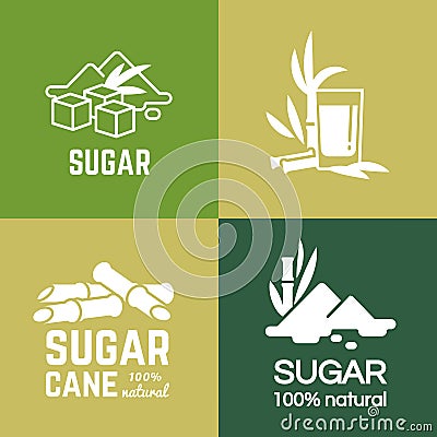 White Sugar Labels. Logo Vector Design. Cane And Beet Sugars ...
