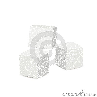 White Sugar Set With Piles And Cubes Realistic Isolated Vector ...