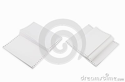 White Tractor-Feed Paper Or Fan-fold Paper , Continuous Dot Matrix ...