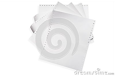 White Tractor-Feed Paper Or Fan-fold Paper , Continuous Dot Matrix ...