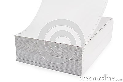 White Tractor-Feed Paper Or Fan-fold Paper , Continuous Dot Matrix ...