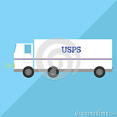 A White Truck USPS Cartoon Vector | CartoonDealer.com #90989231