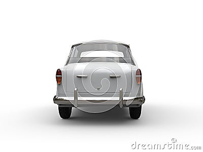 White Vintage Small Compact Car - Back View Stock Photography ...