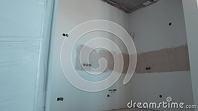 White Wall with Circular Electrical Outlets Junction Boxes in the Wall ...