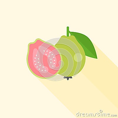Whole And Half Guava In Cross Section Icon Vector Illustration ...