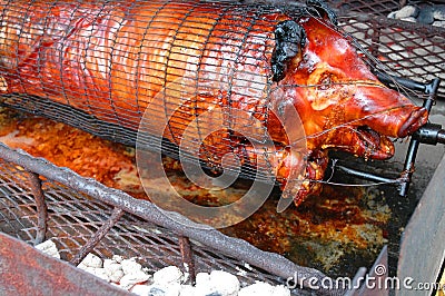 Whole Pig Being Roasted Stock Images - Image: 908244