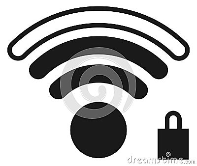 Wi-fi Sign With Lock Symbol. Password Protected Connection Vector ...