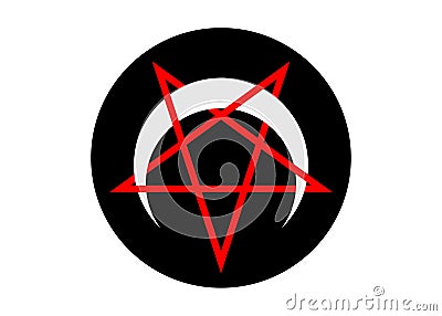 Reversed Or Inverted Pentagram With Upside Down Crescent White Moon ...
