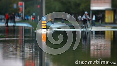 Wiew of the Main Street Under the Water Stock Video - Video of light ...