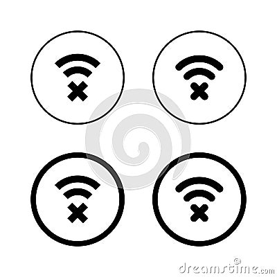 Wifi Network Disconnected Icon Vector In Circle Line. Offline Sign ...