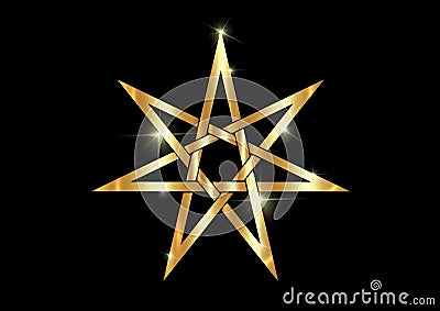 Seven Point Star Or Septagram, Known As Heptagram. Gold Elven Or Fairy ...