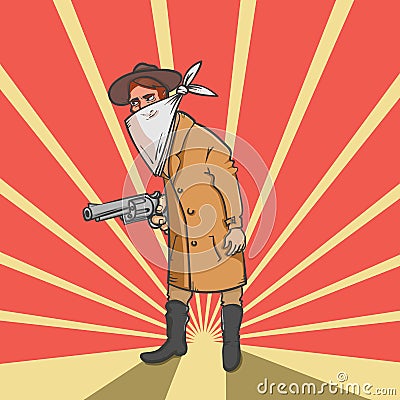 Wild West Robber With Gun Hand Drawn Illustration | CartoonDealer.com ...