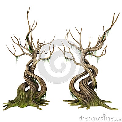 Pair Of Gnarled Trees Royalty-Free Cartoon | CartoonDealer.com #338434724