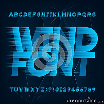 Wind Alphabet Font. Fast Speed Effect Type Letters And Numbers. Vector ...