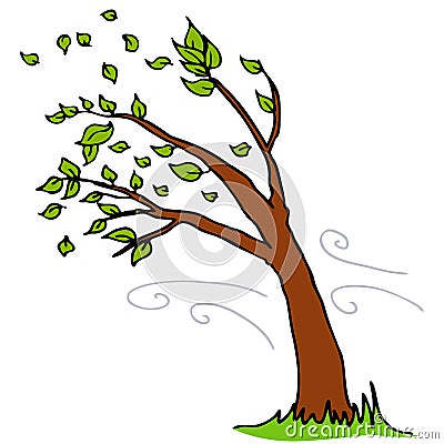 Wind Blowing Leaves Off Tree Cartoon Vector | CartoonDealer.com #19377755
