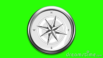 Wind Rose Compass with Spinning Pointers on Green Screen. 4K Stock ...
