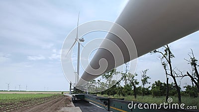 Wind Turbine Blades on a Truck Stock Video - Video of blades, delivery ...