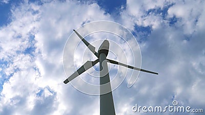 Wind Turbine Slow Motion with Beautiful Blue Sky at the Background ...