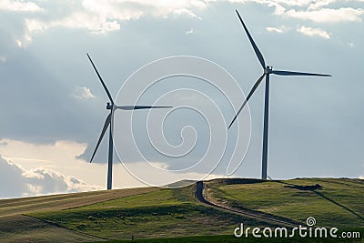 Wind Turbines Or Windmills In The Rolling Farm Fields Of The Palouse In ...