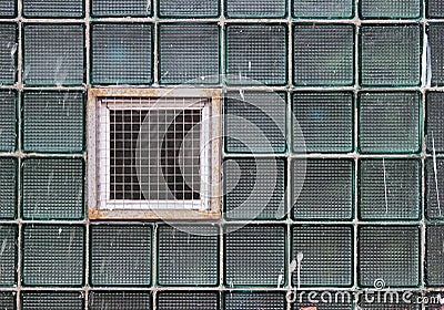 A Window In A Glass Wall Made Of Thick-walled Batch Cells Stock ...