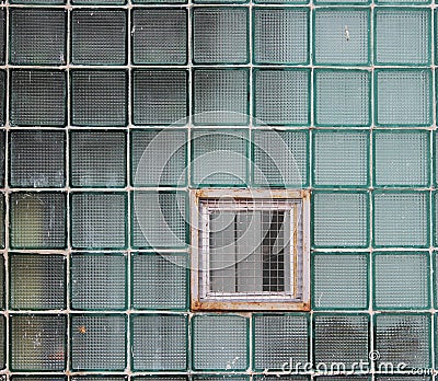 A Window In A Glass Wall Made Of Thick-walled Batch Cells Royalty-Free ...