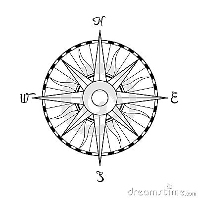 Windrose Symbol Compass And Location Coordinate On The Map. Royalty ...