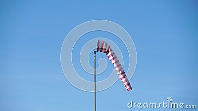 Windsock with Red and White Stripes Show Direction of Wind Blowing and ...