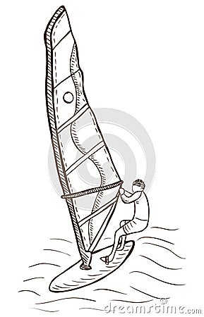 Windsurfer Drawing Vector Illustration | CartoonDealer.com #26079662