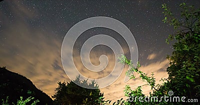 Windy Sunset Clouds Motion. Beautiful NightTime Starry Night Sky ...